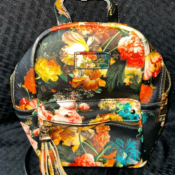 bebe | Bags | Bebe Mini Backpack Black And Floral Design | Poshmark